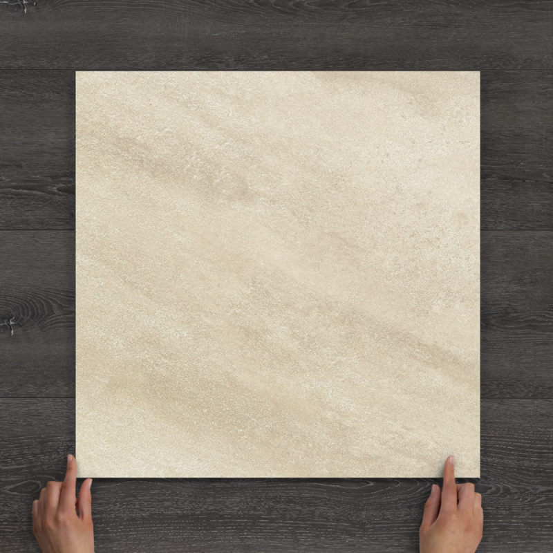 Outdoor Laguna Cream Light Marble-Effect Matt Porcelain Tile 60x60cm ...