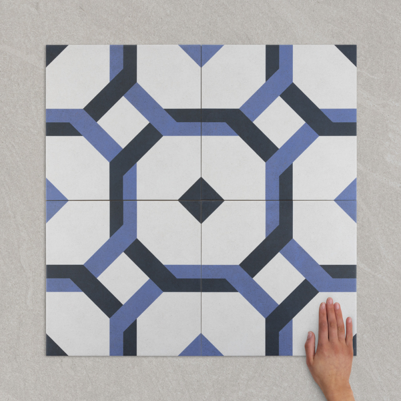 Nantes Blue Pattern Matt Porcelain Tile 33.3x33.3cm | Tile Merchant
