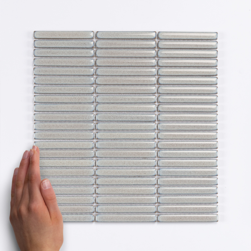 Light Grey Kit Kat Gloss Porcelain Mosaic Tile 28.4x29.8cm | Tile Merchant