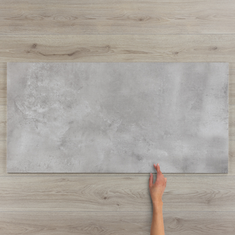 Arkana Light Grey Concrete-Effect Matt Porcelain Tile 120x60cm | Tile ...
