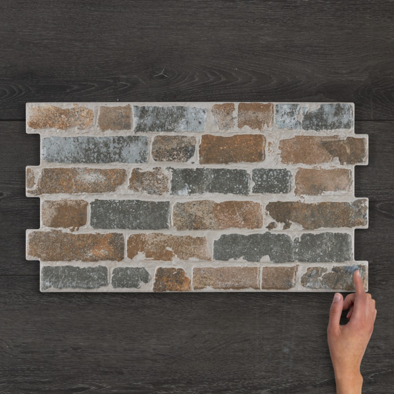 Manhattan Marron Brick-Effect Matt Porcelain Tile 31x56cm | Tile Merchant