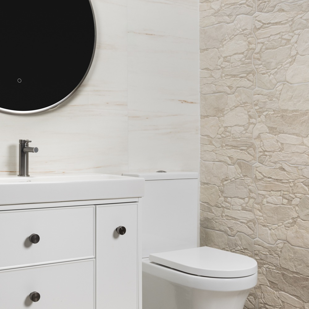 Muralla Stone-Effect Porcelain Blanco Tile 60x40cm | Tile Merchant