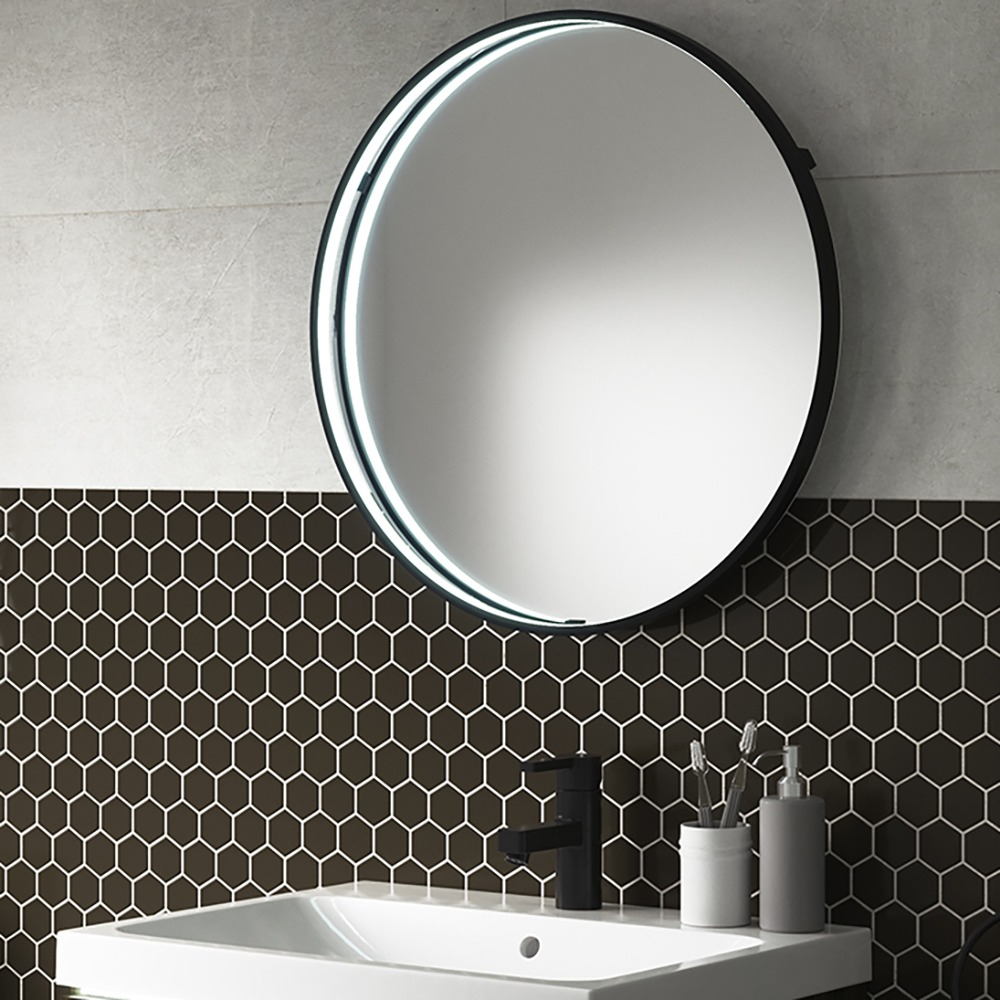 Aspect LED Round Black Mirror 60cm | Tile Merchant
