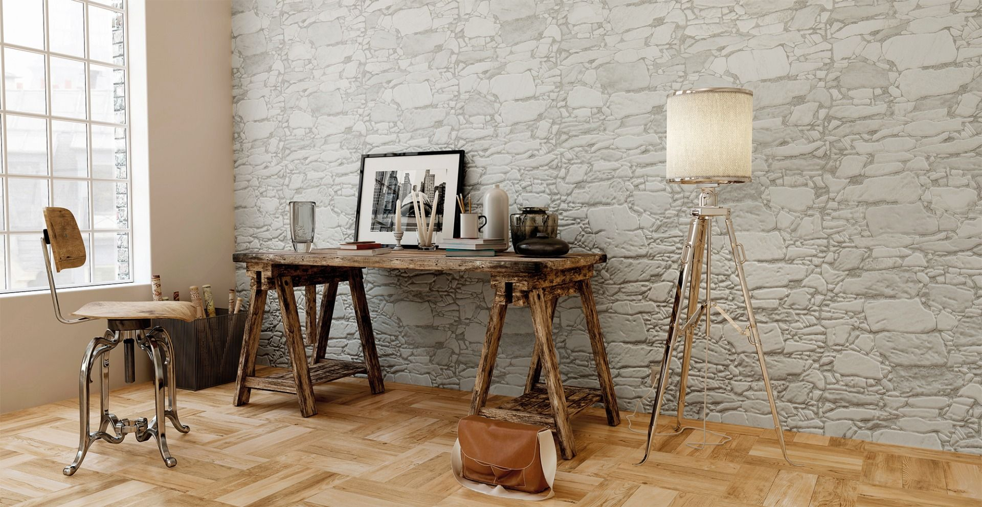 Muralla Stone-Effect Porcelain Blanco Tile 60x40cm | Tile Merchant