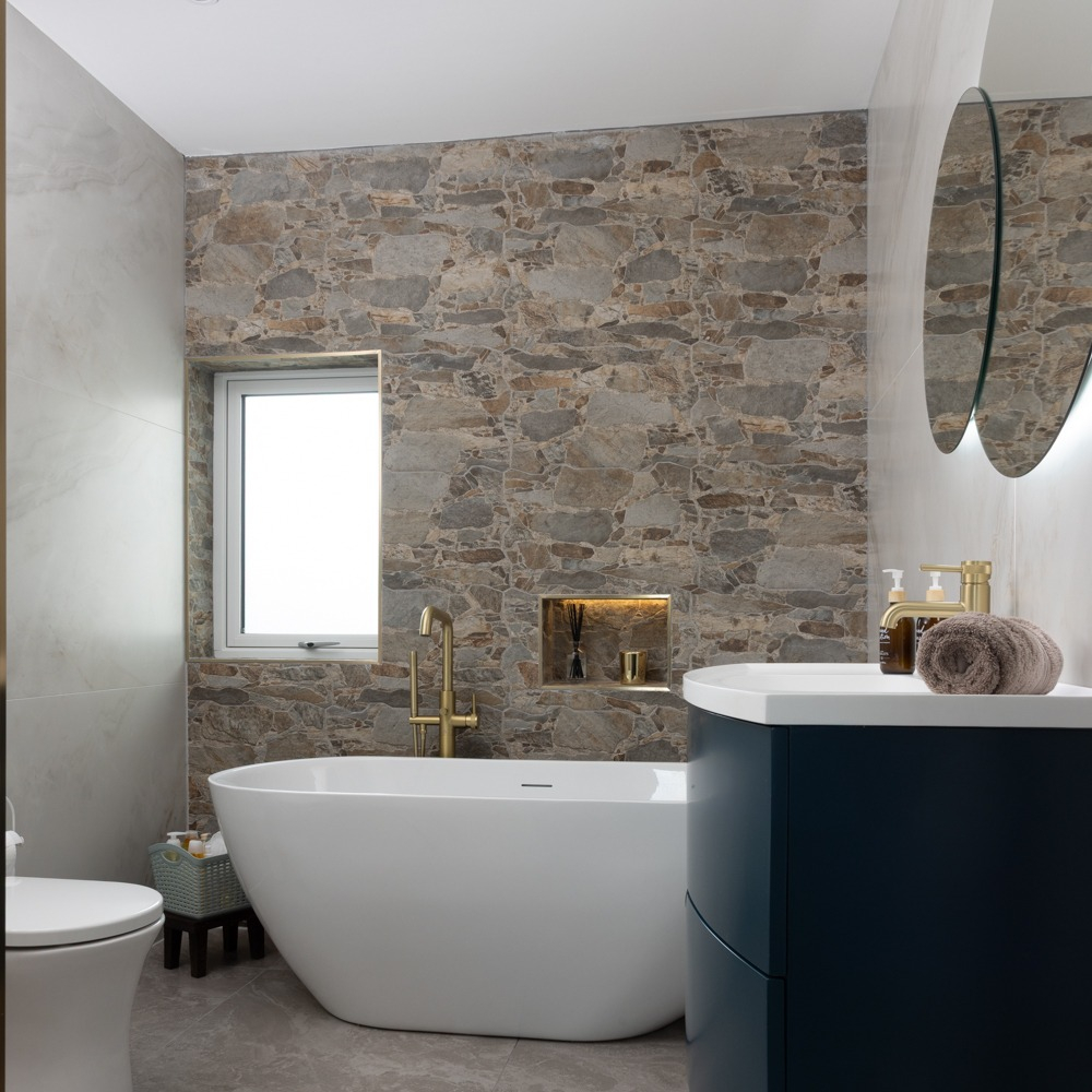 Muralla Stone-Effect Porcelain Ocre Tile 60x40cm | Tile Merchant