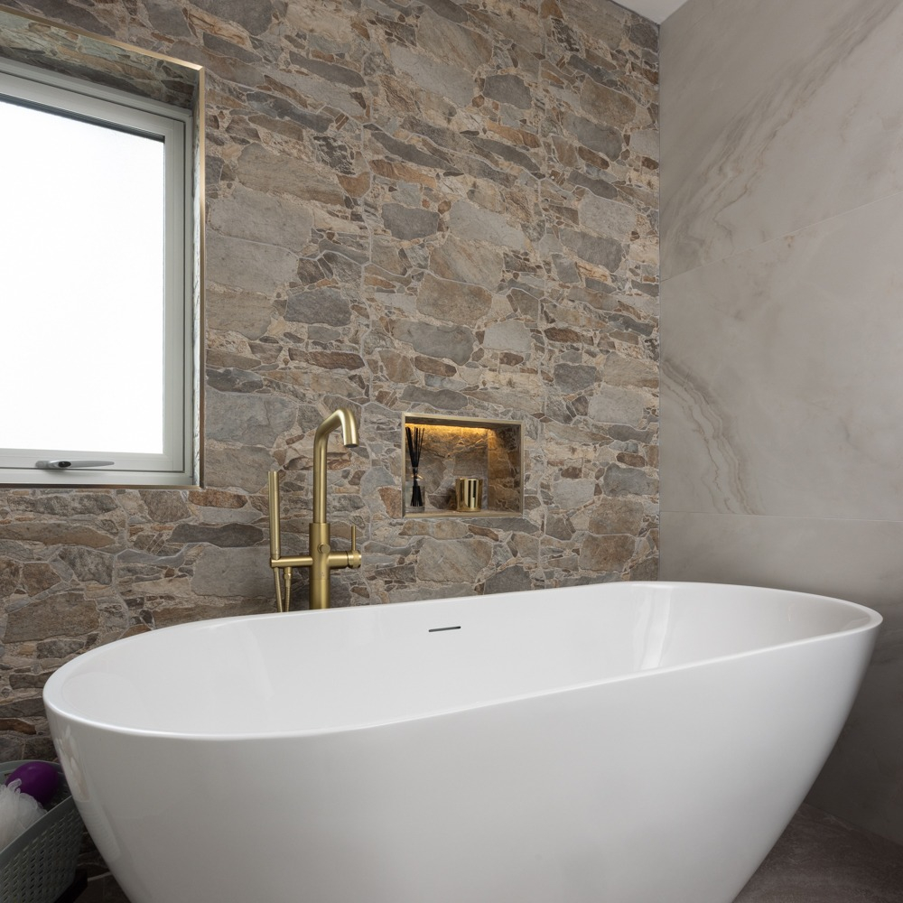 Muralla Stone-Effect Porcelain Ocre Tile 60x40cm | Tile Merchant