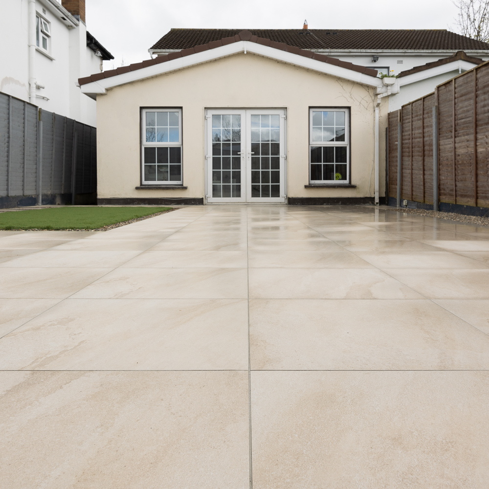 Outdoor Laguna Cream Light Marble-Effect Matt Porcelain Tile 60x60cm ...