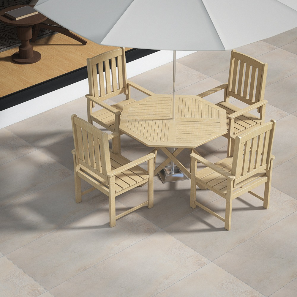 Outdoor Pluto Crema Light Concrete-Effect Matt Porcelain Tile 120x60cm ...