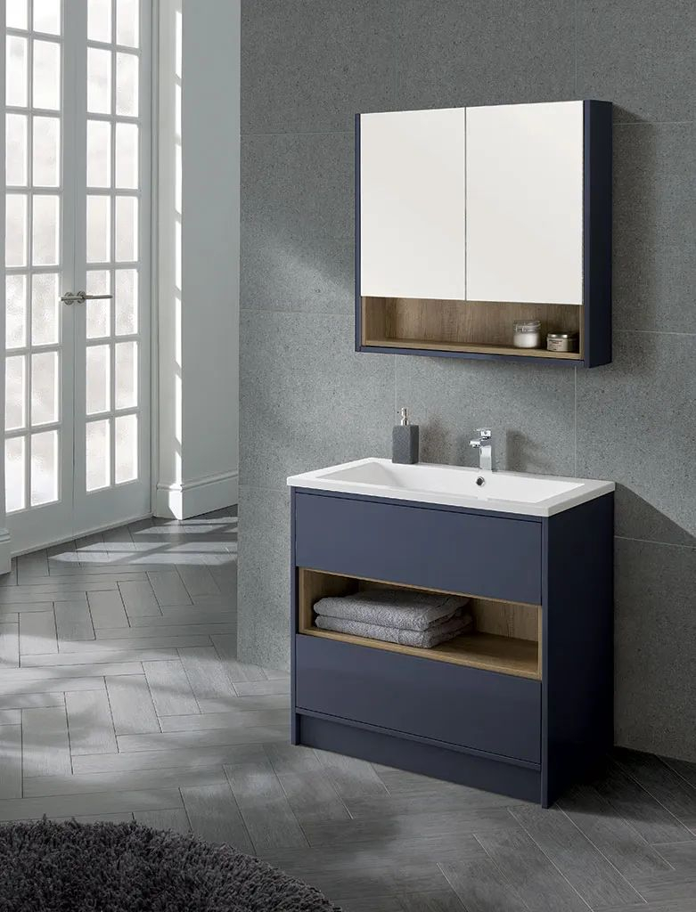Lucca 60cm Wall-Hung Vanity Unit Matt Blue | Tile Merchant