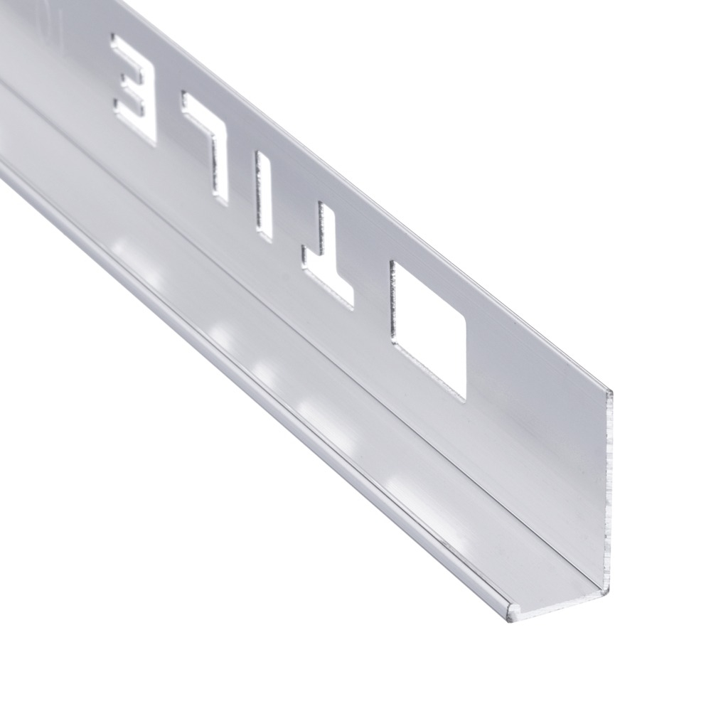 10mm Bright Silver Polished Square Edge Tile Trim 2.4m | Tile Merchant