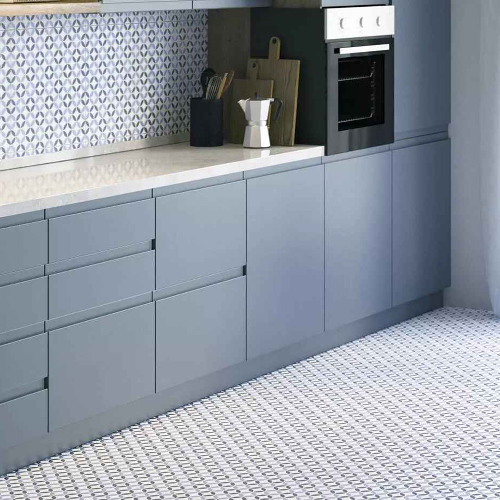Orly Blue Pattern Satin Porcelain Tile 44.2x44.2cm | Tile Merchant