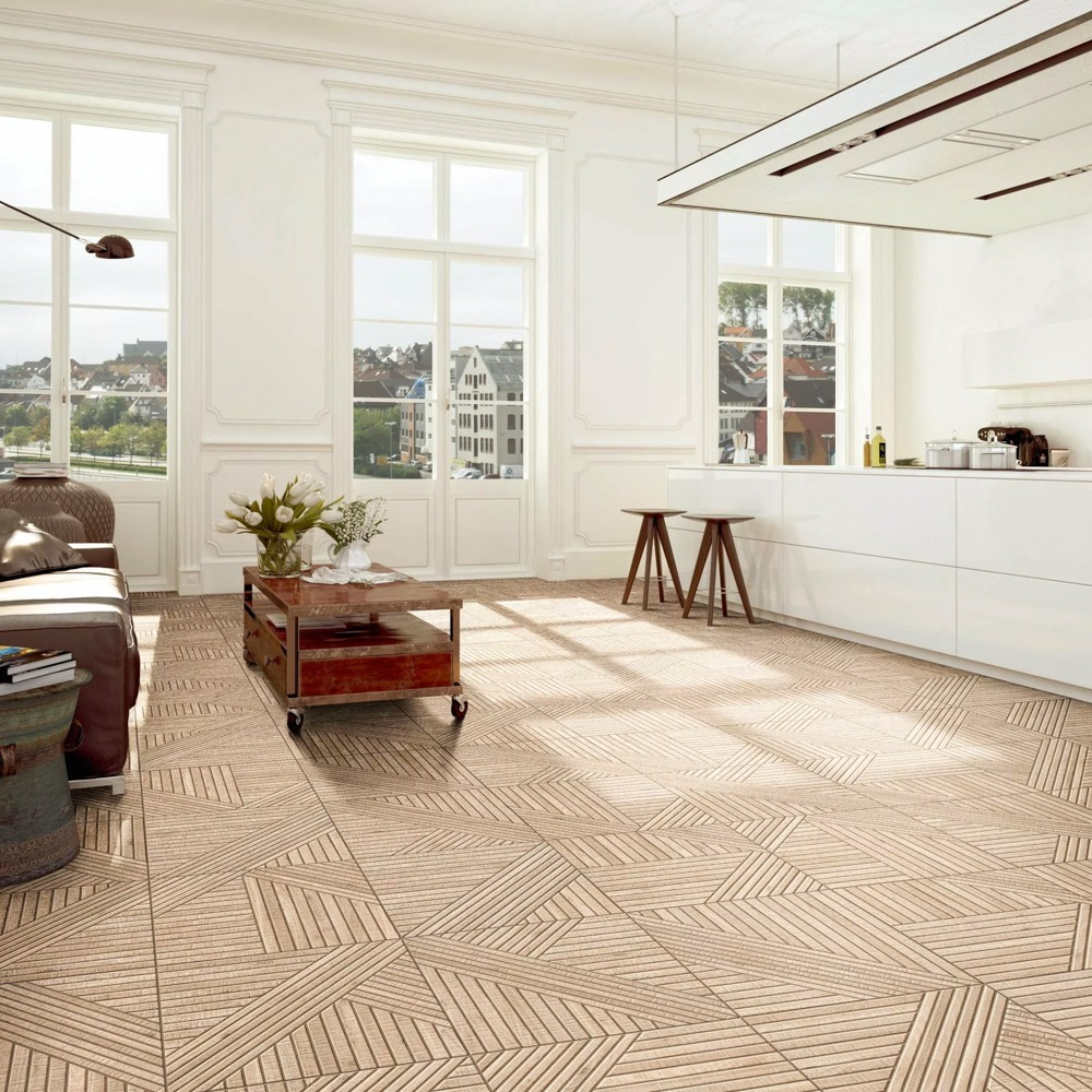 Tangram Oak Wood-Effect Matt Porcelain Tile 44.2x44.2cm | Tile Merchant