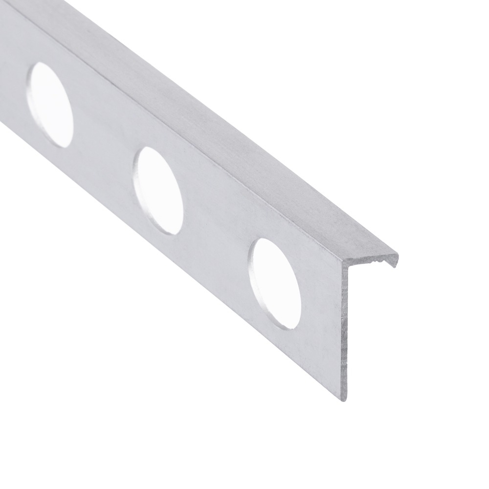 10mm Bright Silver Brushed Square Edge Tile Trim 2.4m | Tile Merchant