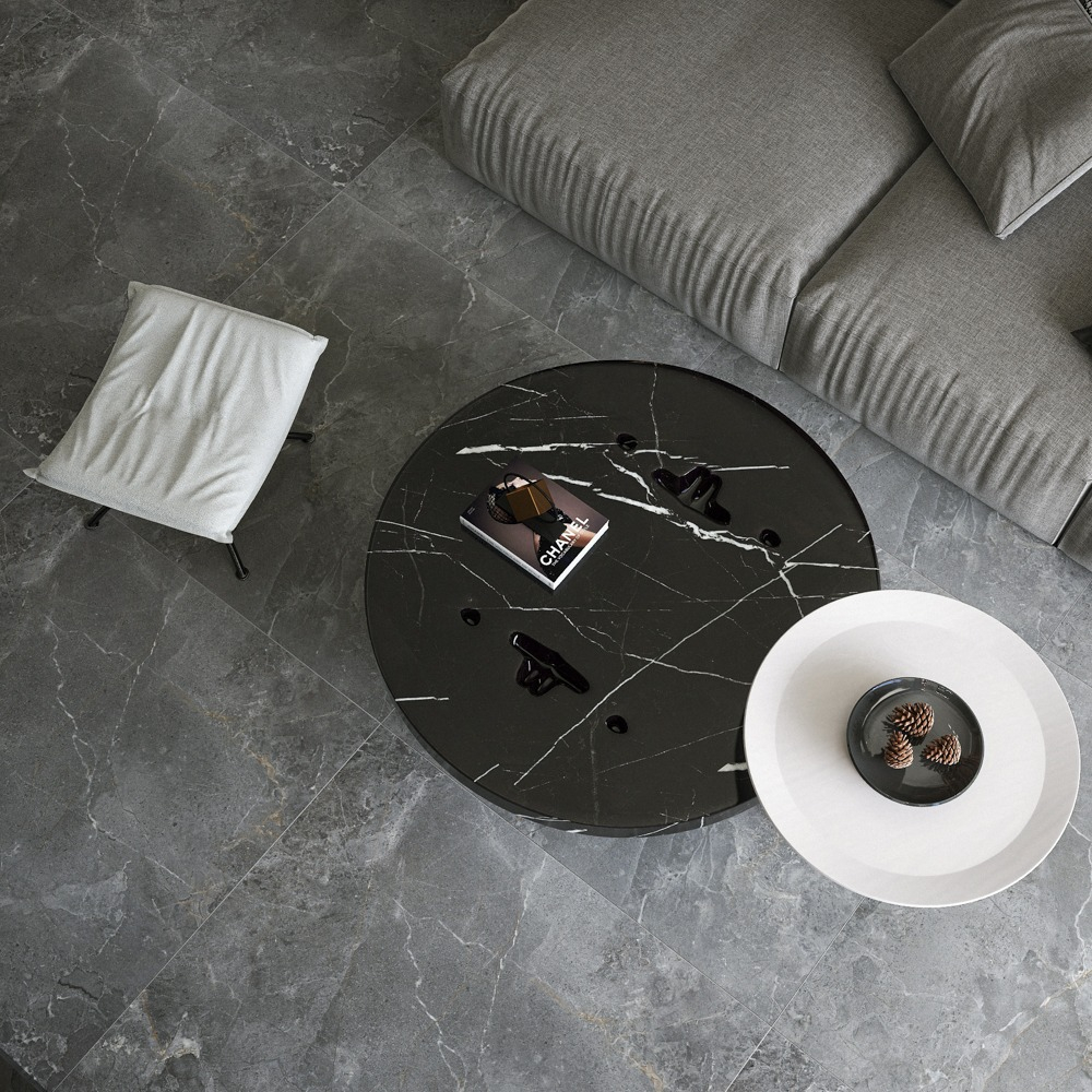 Amazing Grey Marble-Effect Matt Porcelain Tile 100x100cm | Tile Merchant
