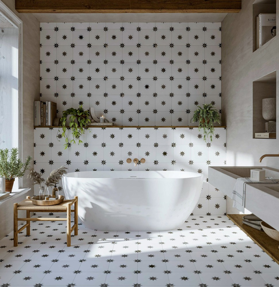 Star White Pattern Matt Porcelain Tile 44.2x44.2cm | Tile Merchant