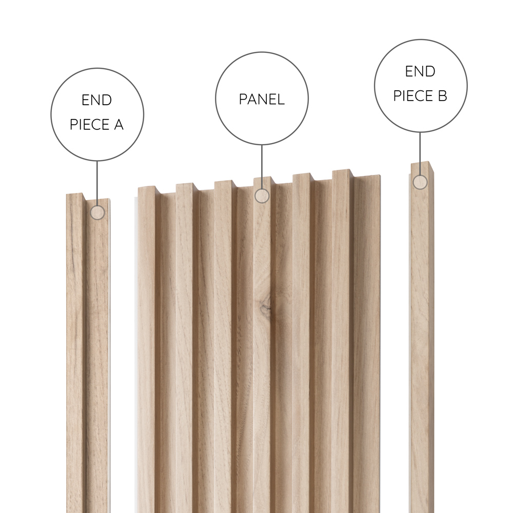 18mm Slat Wall Panel Oak End Piece B 290x1.7cm | Tile Merchant