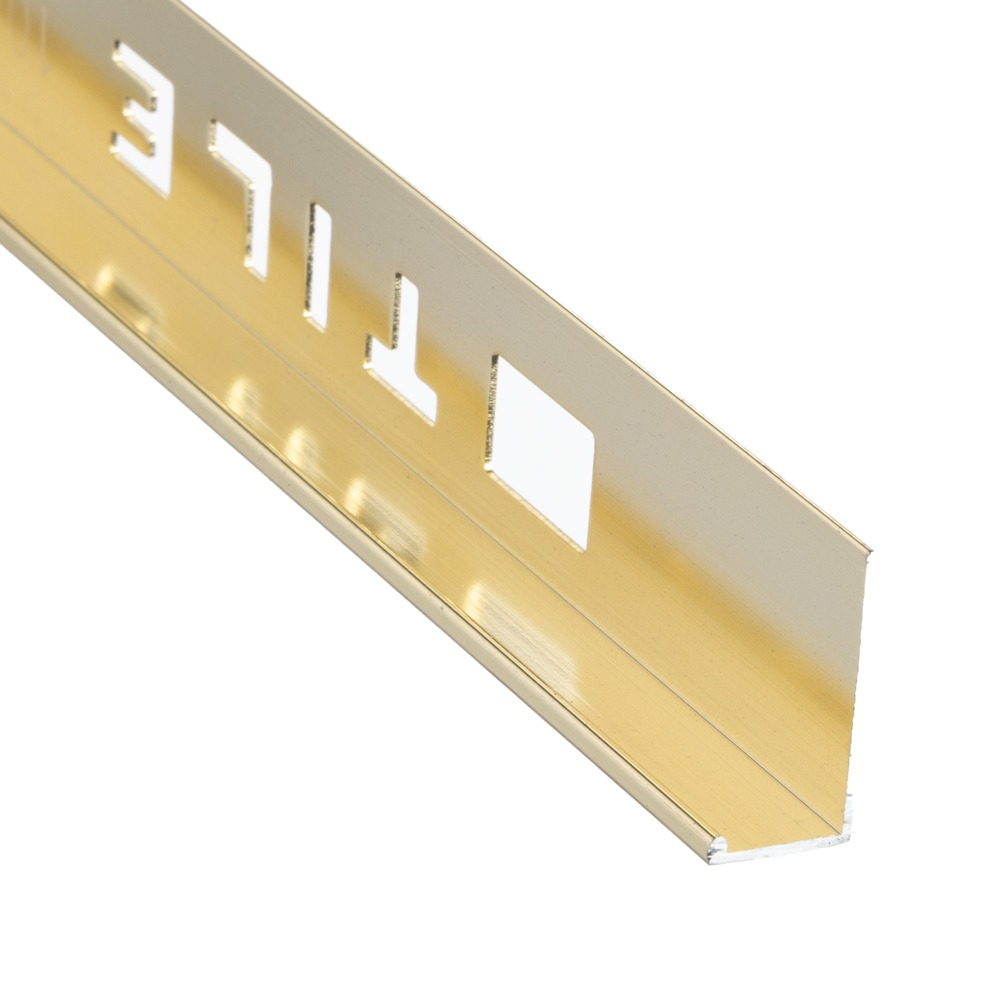 10mm Gold Brushed Square Edge Tile Trim 2.4m | Tile Merchant